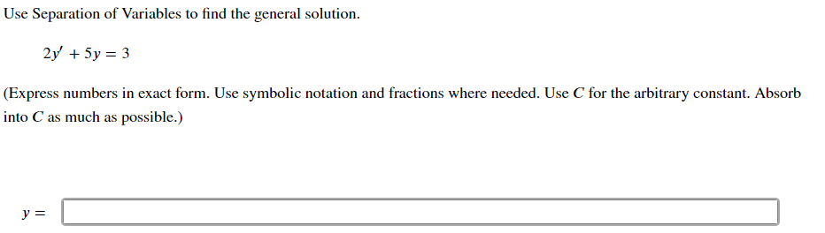 Solved Use Separation of Variables to find the general | Chegg.com
