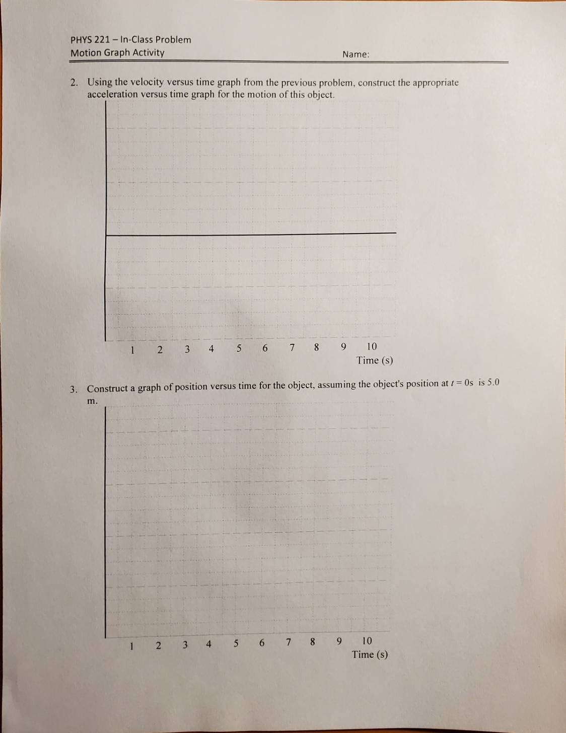 Solved Motion Graph Activity: Velocity to Position and | Chegg.com