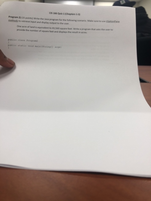 Solved CIS 166 Quiz 1 (Chapters 1-3) Program 2) (15 points) | Chegg.com