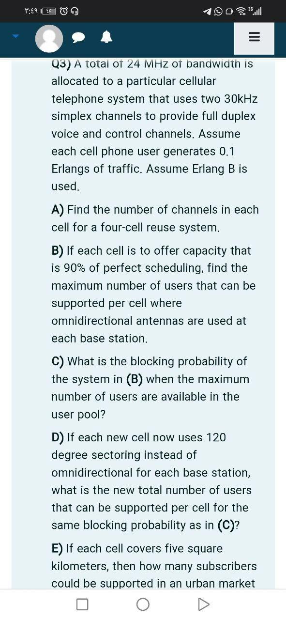 Solved T:A EO III Q3) A total of 24 MHz of bandwidth is | Chegg.com