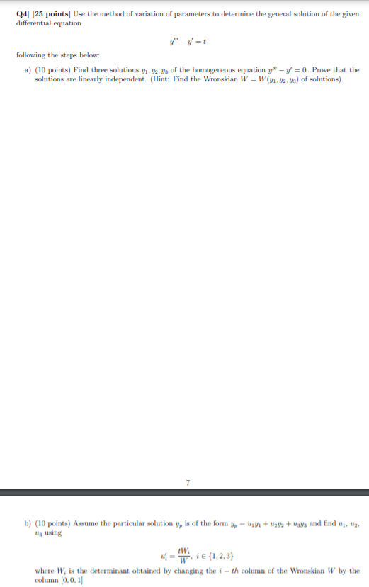 Solved c) Write the solution y = yc + yp where yc is the | Chegg.com