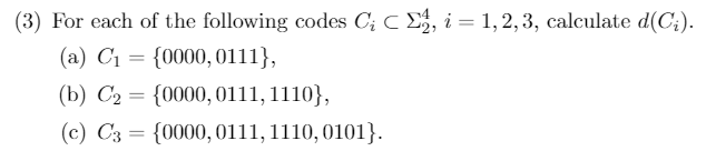 Solved (3) ﻿For each of the following codes | Chegg.com