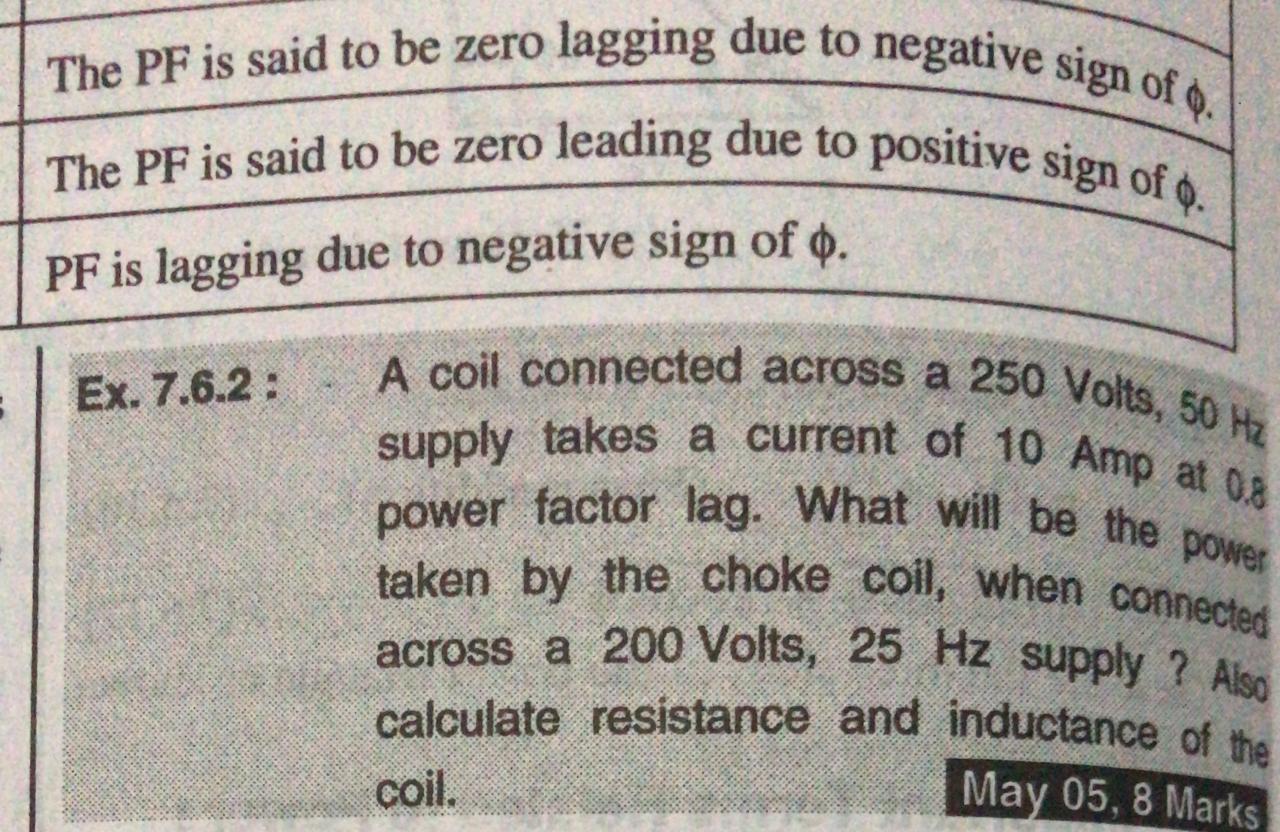 Solved The PF is said to be zero lagging due to negative | Chegg.com