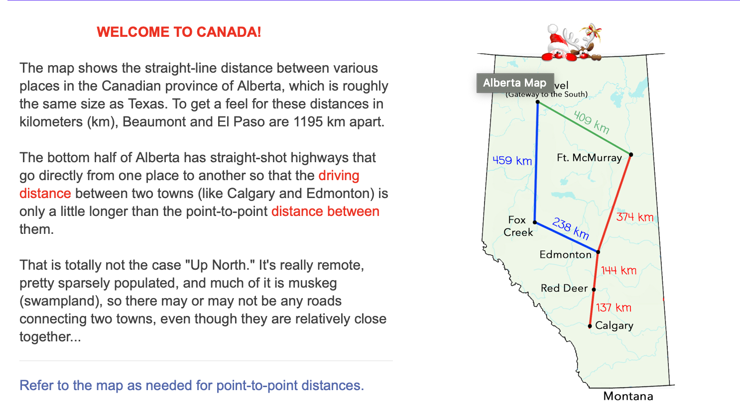 Solved The map shows the straight-line distance between | Chegg.com