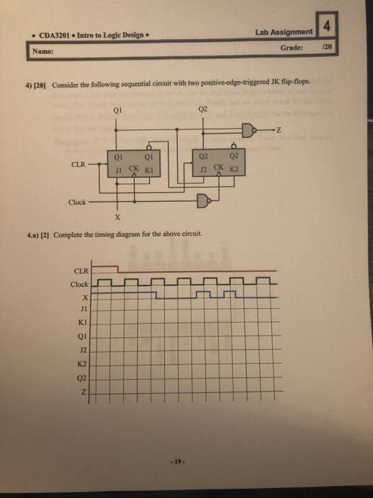 Solved Logic Design - Lab 4 4.a) Complete the | Chegg.com