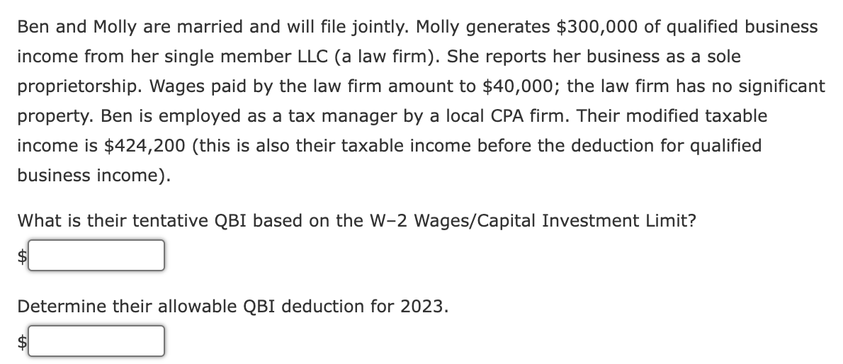 Solved Ben and Molly are married and will file jointly. | Chegg.com