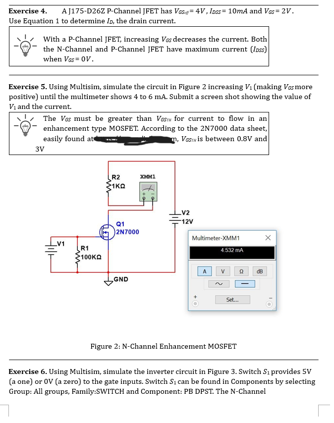Solved Exercise 4. A J175-D26Z P-Channel JFET has | Chegg.com