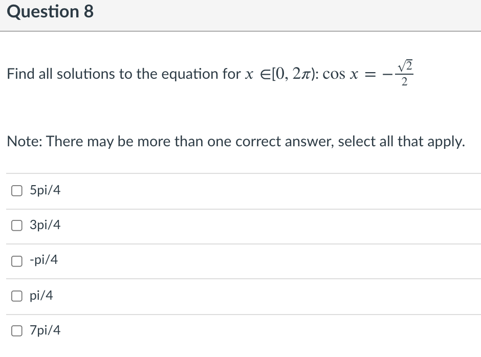 Solved Question 8 Find all solutions to the equation for x | Chegg.com