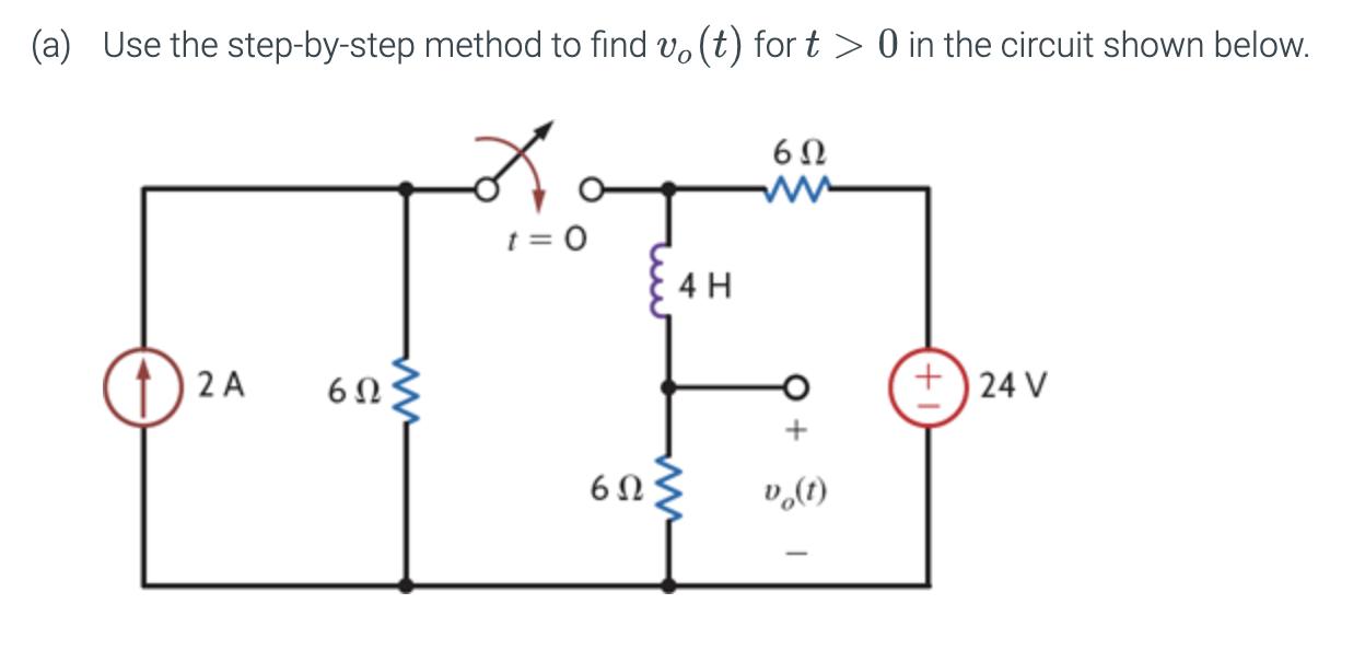 Solved Use the step-by-step method to find Vo(t) for t>0 in | Chegg.com