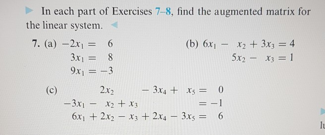 Solved In each part of Exercises 7–8, find the augmented | Chegg.com