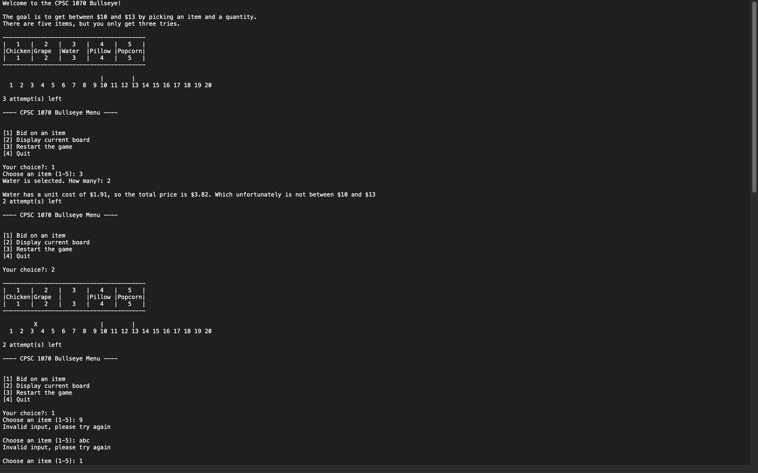 Solved Choose an item (1-5): 1 Chicken is selected. How | Chegg.com