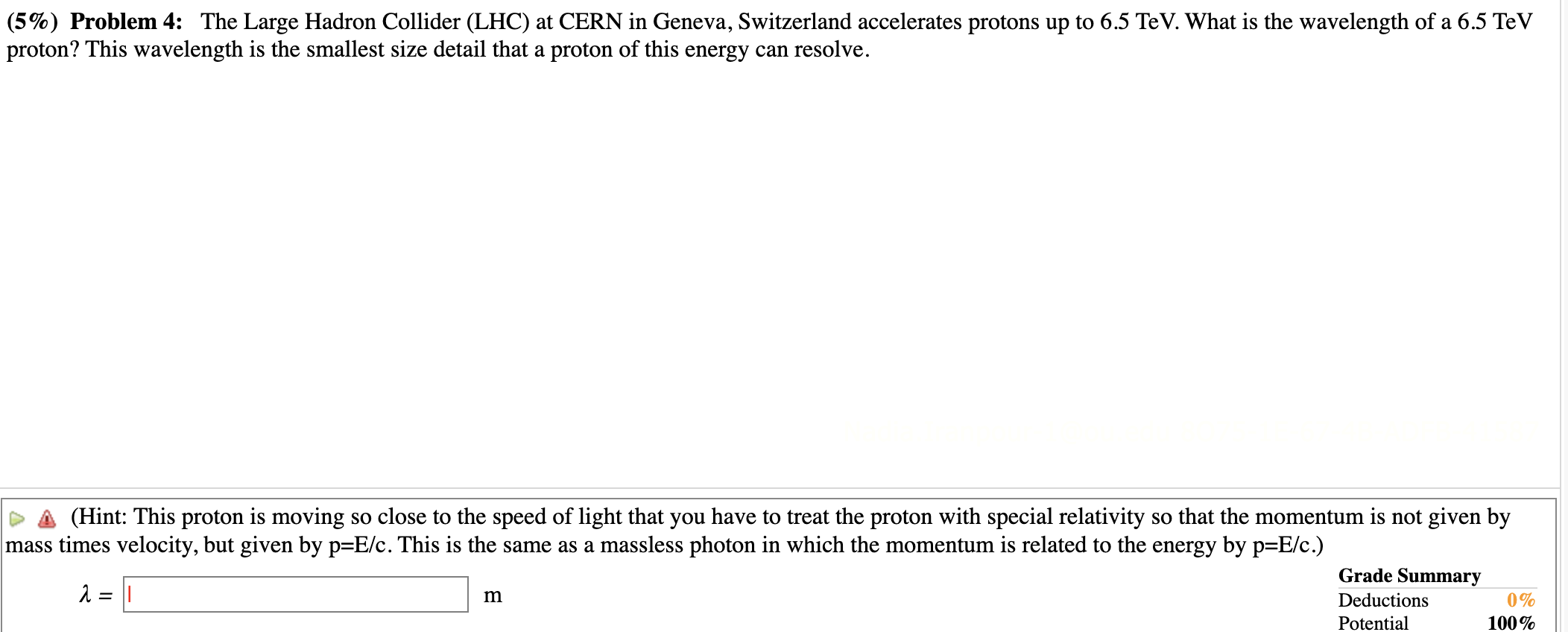Solved (5\%) Problem 4: The Large Hadron Collider (LHC) at | Chegg.com