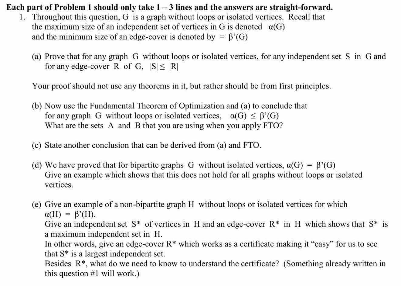 Each part of Problem 1 should only take 1 - 3 lines | Chegg.com