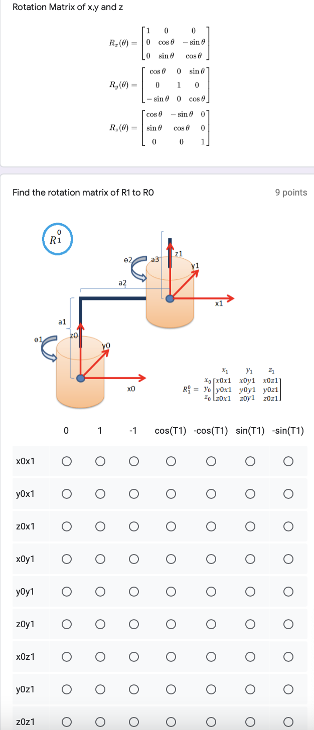 Solved Rotation Matrix of x,y and z 1 0 0 0 0 cos 0 -sin R | Chegg.com