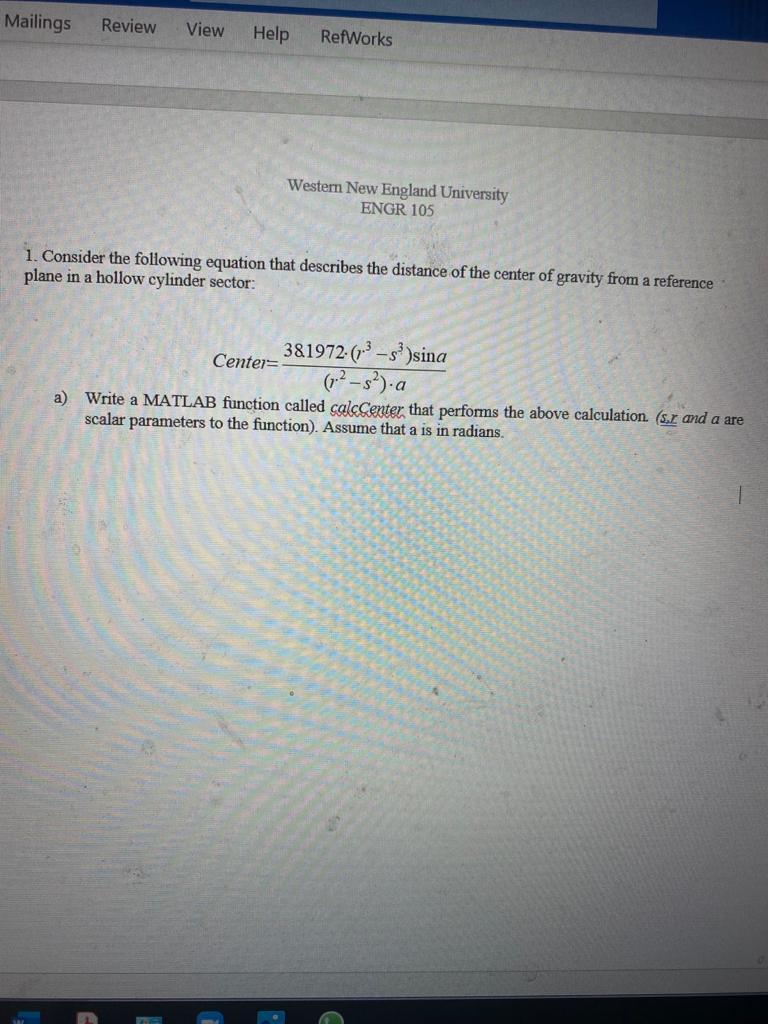 Solved Mailings Review View Help RefWorks Western New | Chegg.com