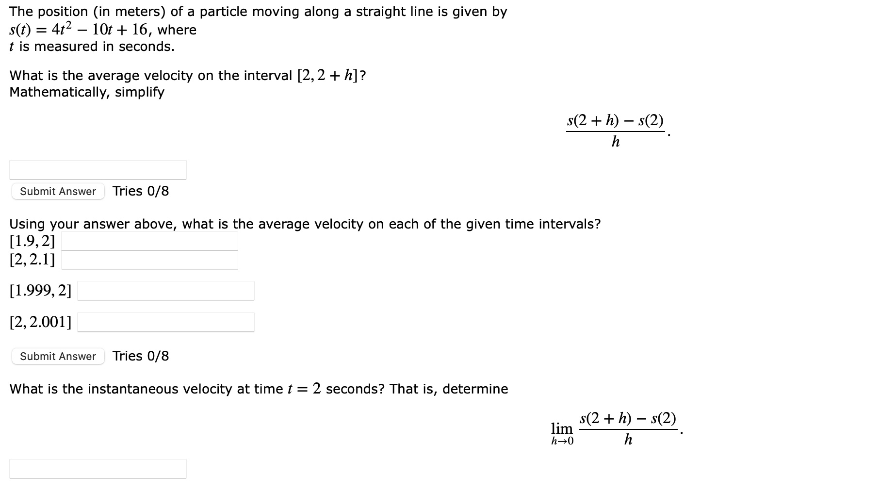Solved The position (in meters) ﻿of a particle moving along | Chegg.com