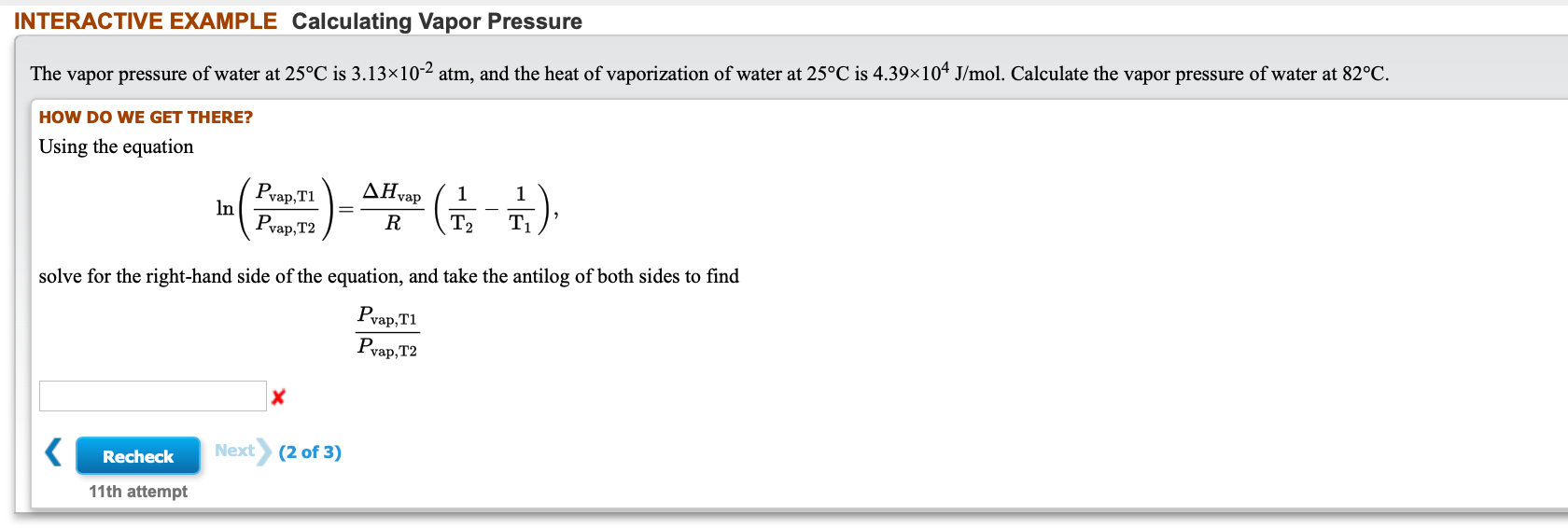 Solved INTERACTIVE EXAMPLE Calculating Vapor Pressure The | Chegg.com