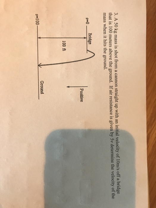 Solved 3. A 50 kg mass is shot from a cannon straight up | Chegg.com