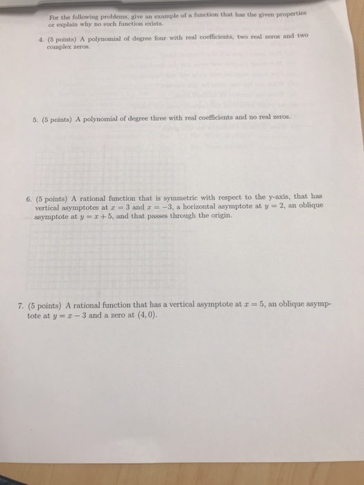 Solved For the following problems, give an example of a | Chegg.com