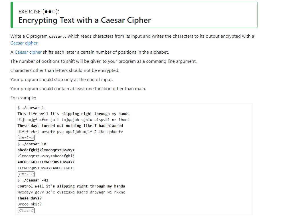Solved EXERCISE (0) Encrypting Text with a Caesar Cipher | Chegg.com