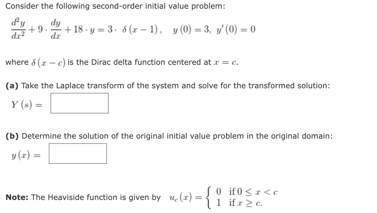 Solved Consider the following second-order initial value | Chegg.com