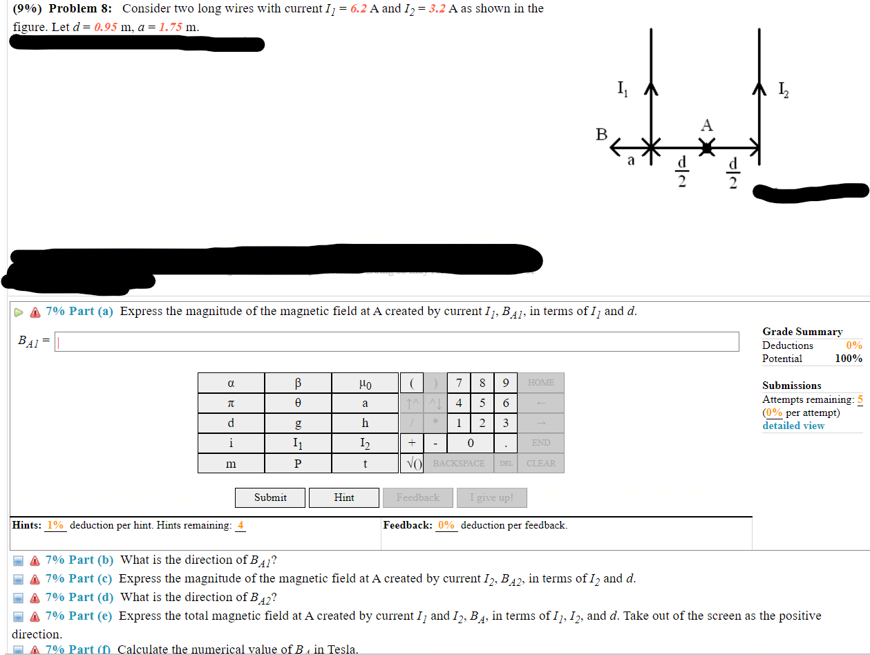 Solved (9\%) Problem 8: Consider two long wires with current | Chegg.com