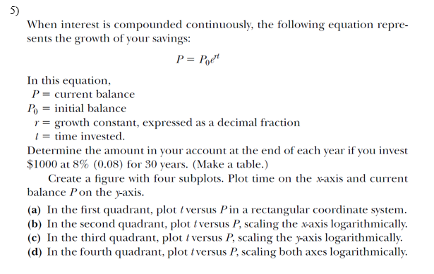 Solved 5) When interest is compounded continuously, the | Chegg.com