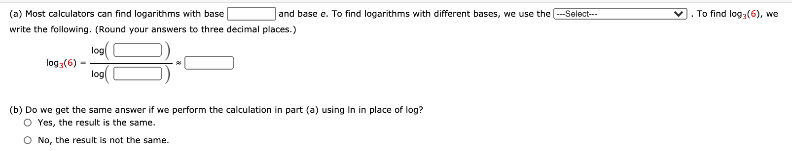 Solved To find log3(6), we (a) Most calculators can find | Chegg.com