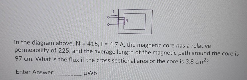 Solved In the diagram above, N = 290, the magnetic core has | Chegg.com