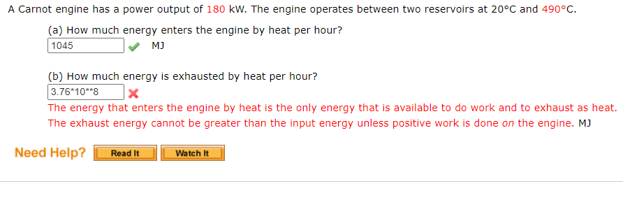 Solved A Carnot engine has a power output of 180 kW. The | Chegg.com