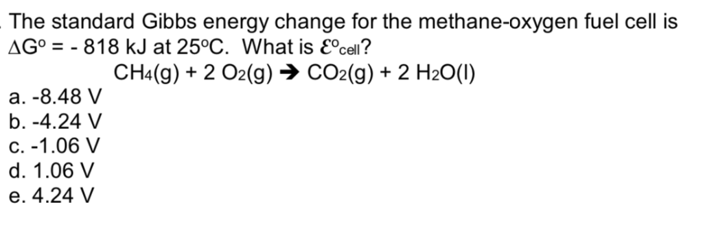 Solved The standard Gibbs energy change for the | Chegg.com