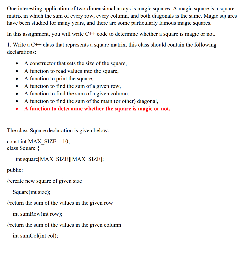 Solved One interesting application of two-dimensional arrays | Chegg.com