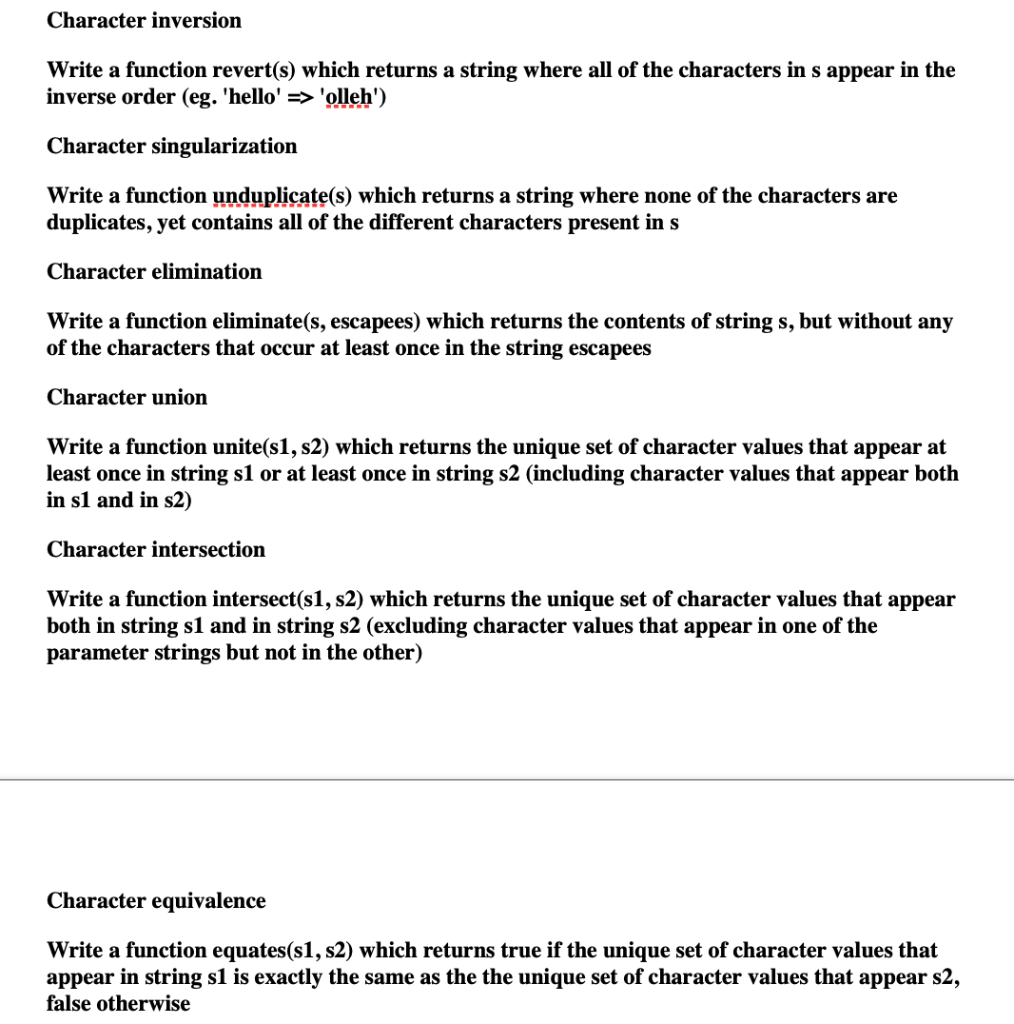 Solved Character inversion Write a function revert(s) which | Chegg.com