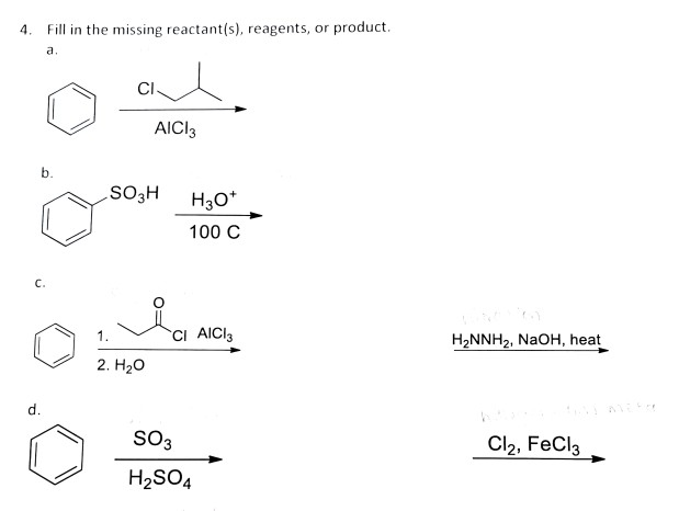 Solved 4. Fill in the missing reactant(s), reagents, or | Chegg.com