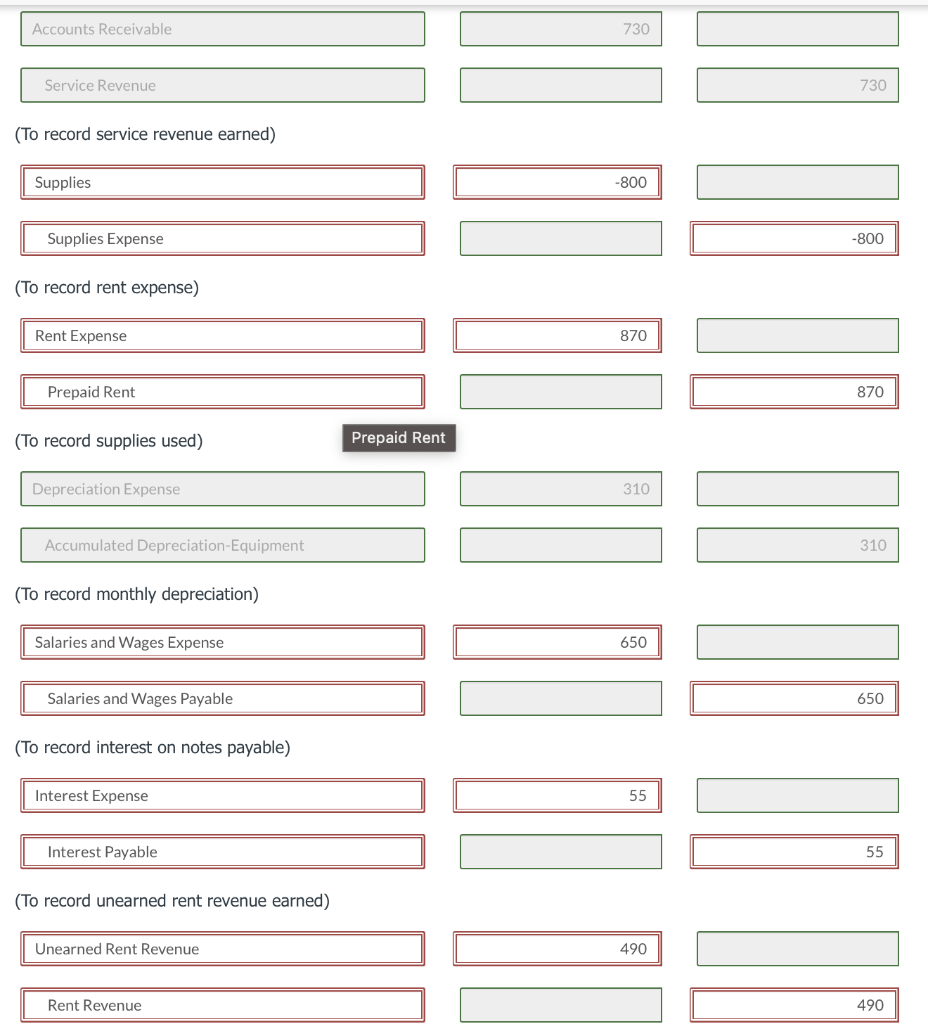 Solved Accounts Receivable 730 Service Revenue 730 (To | Chegg.com