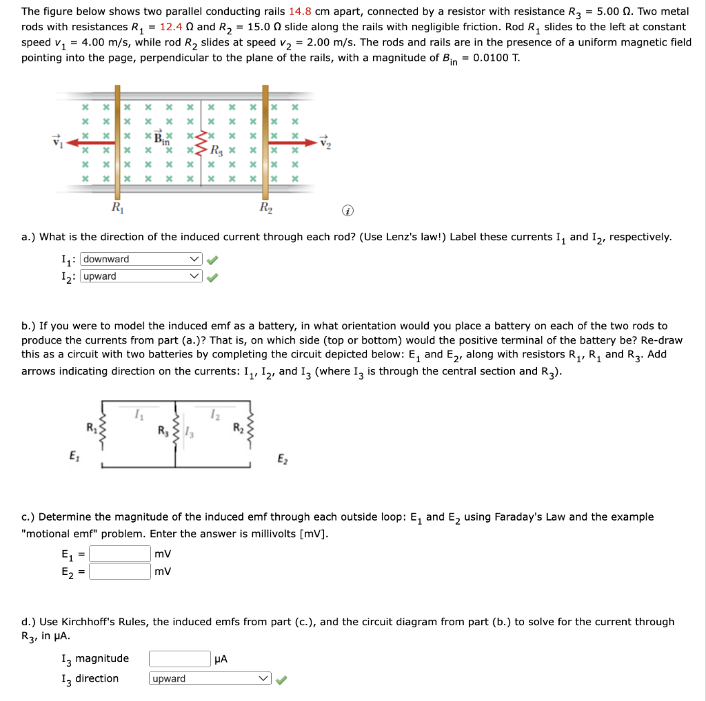 Solved The figure below shows two parallel conducting rails | Chegg.com