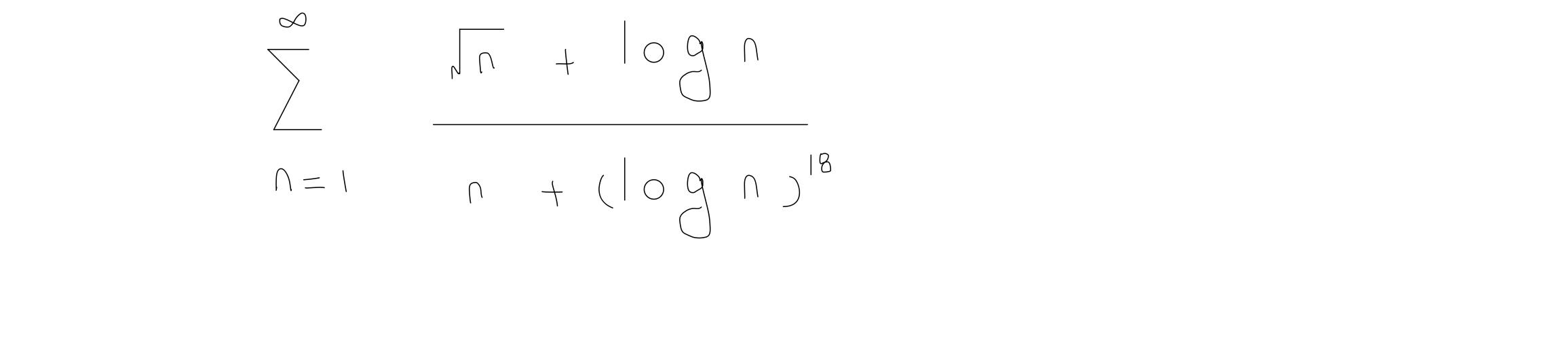 Solved ∑n=1∞n+(logn)18n+logn | Chegg.com
