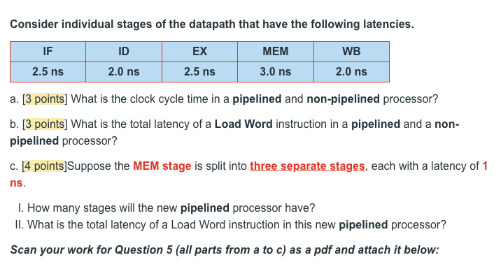 Solved Consider individual stages of the datapath that have | Chegg.com