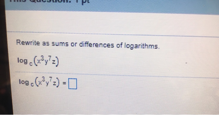 Solved Rewrite as sums or differences of logarithms tog o | Chegg.com