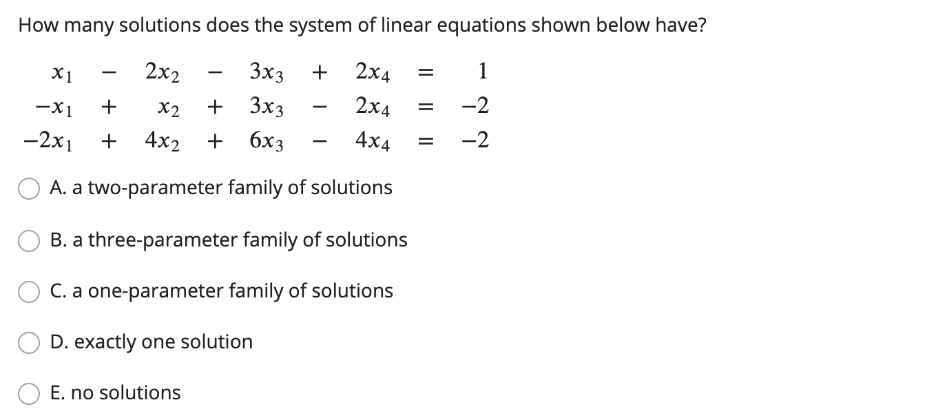Solved How many solutions does the system of linear | Chegg.com