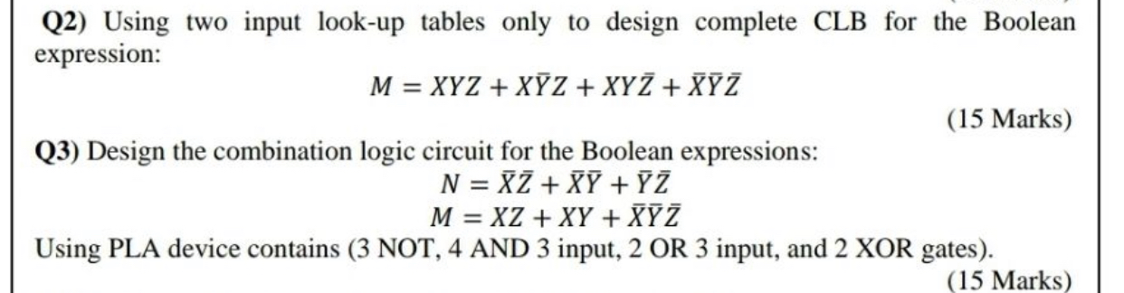 Solved Q2) Using two input look-up tables only to design | Chegg.com