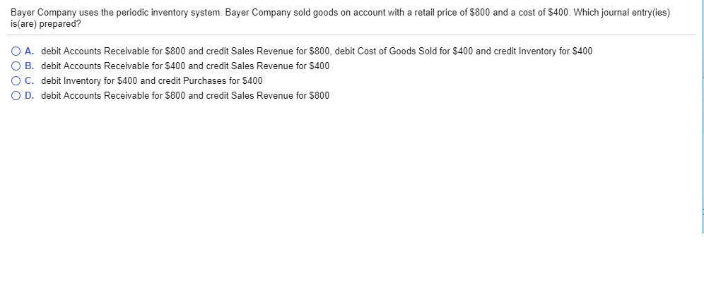 Solved Bayer Company uses the periodic inventory system. | Chegg.com