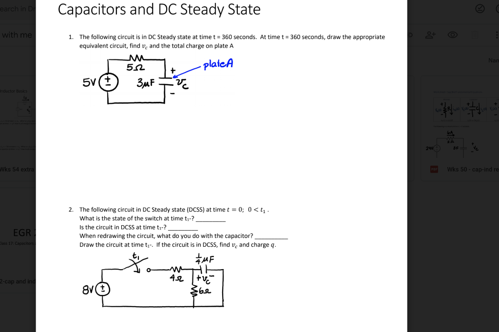 Solved earch in Di Capacitors and DC Steady State with me 1. | Chegg.com
