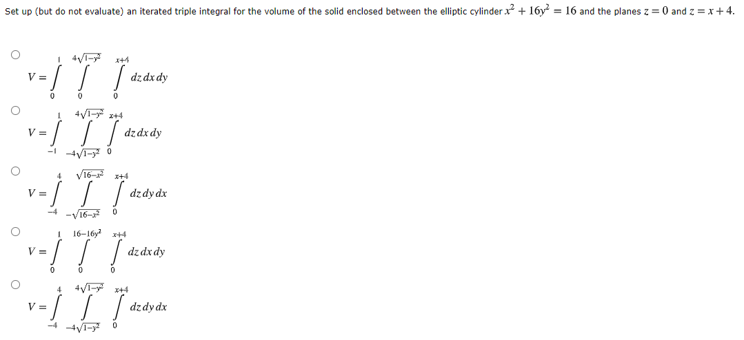 Solved Set up (but do not evaluate) an iterated triple | Chegg.com