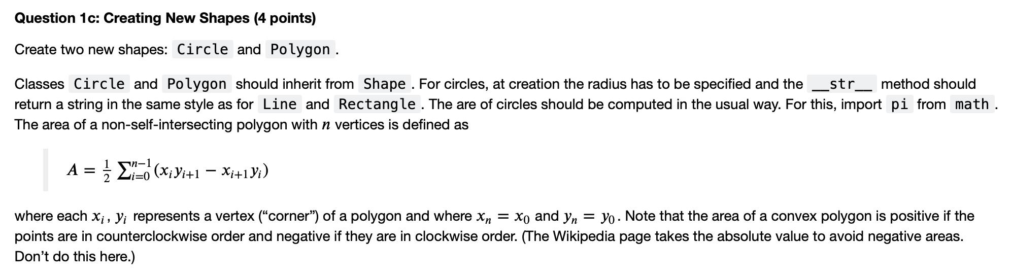 Solved Question 1c: Creating New Shapes (4 points) Create | Chegg.com