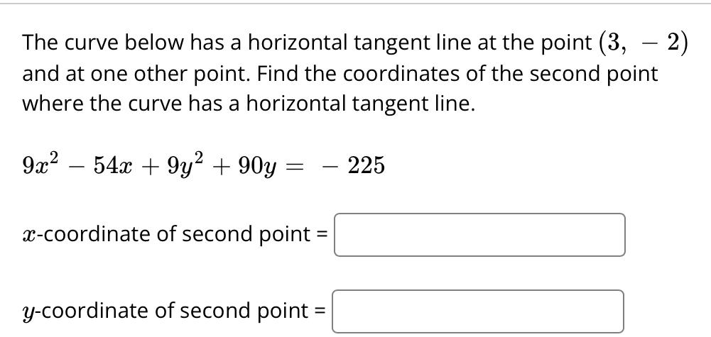 Solved The curve below has a horizontal tangent line at the | Chegg.com