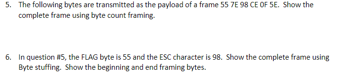Solved 5. The following bytes are transmitted as the payload | Chegg.com