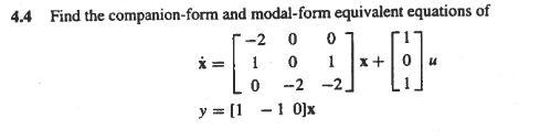 1.4 Find the companion-form and modal-form equivalent | Chegg.com