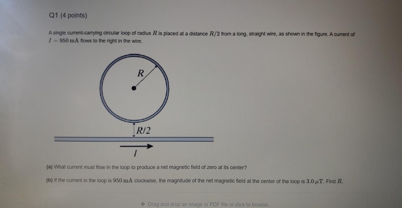 Solved Q1 (4 points) A single current-carrying circular loop | Chegg.com