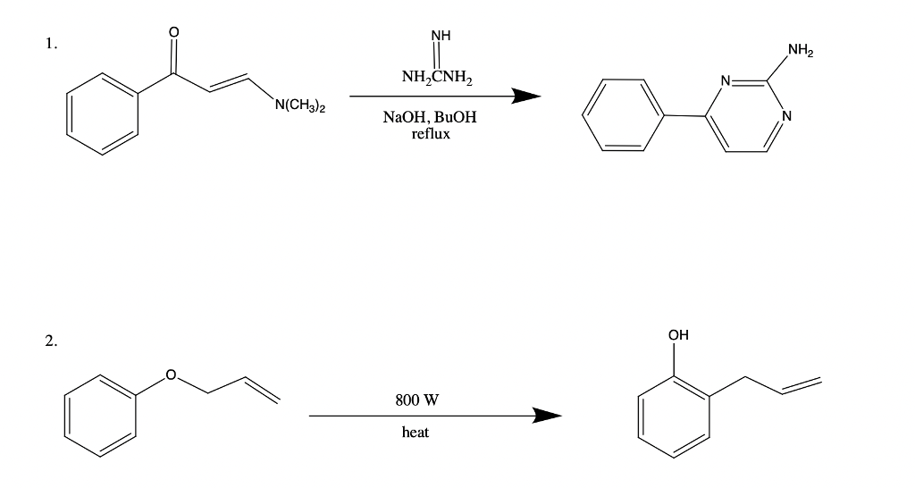 Solved NH 1. NH2 NH2CNH2 N(CH3)2 NaOH, BuOH reflux OH 2. 800 | Chegg.com